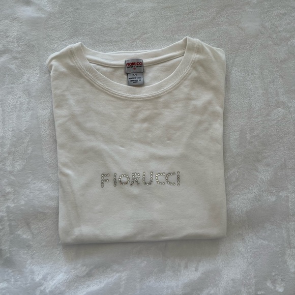 Fiorucci | Tops | Vintage Fiorucci White Rhinestone Tshirt | Poshmark